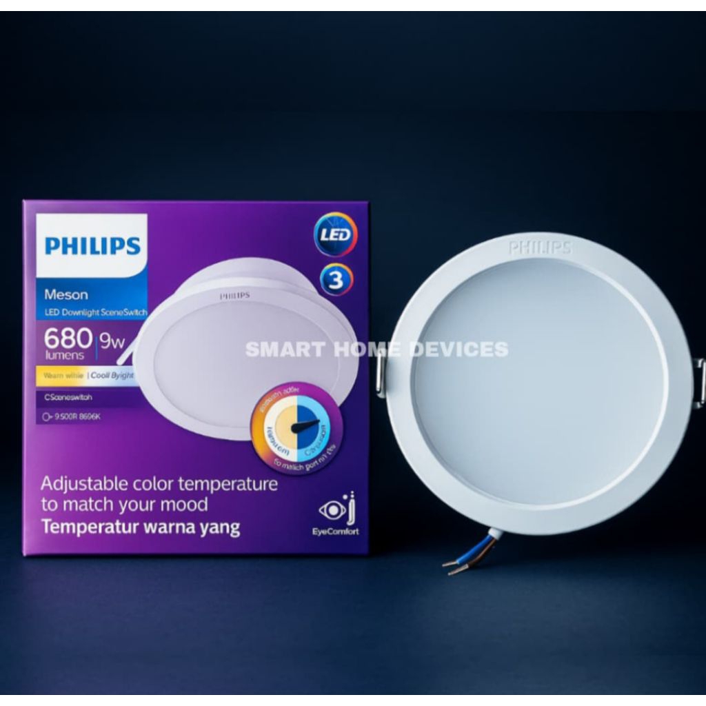 Jual Lampu PHILIPS Meson LED Downlight Scene Switch 3 Warna 9 13 17 ...