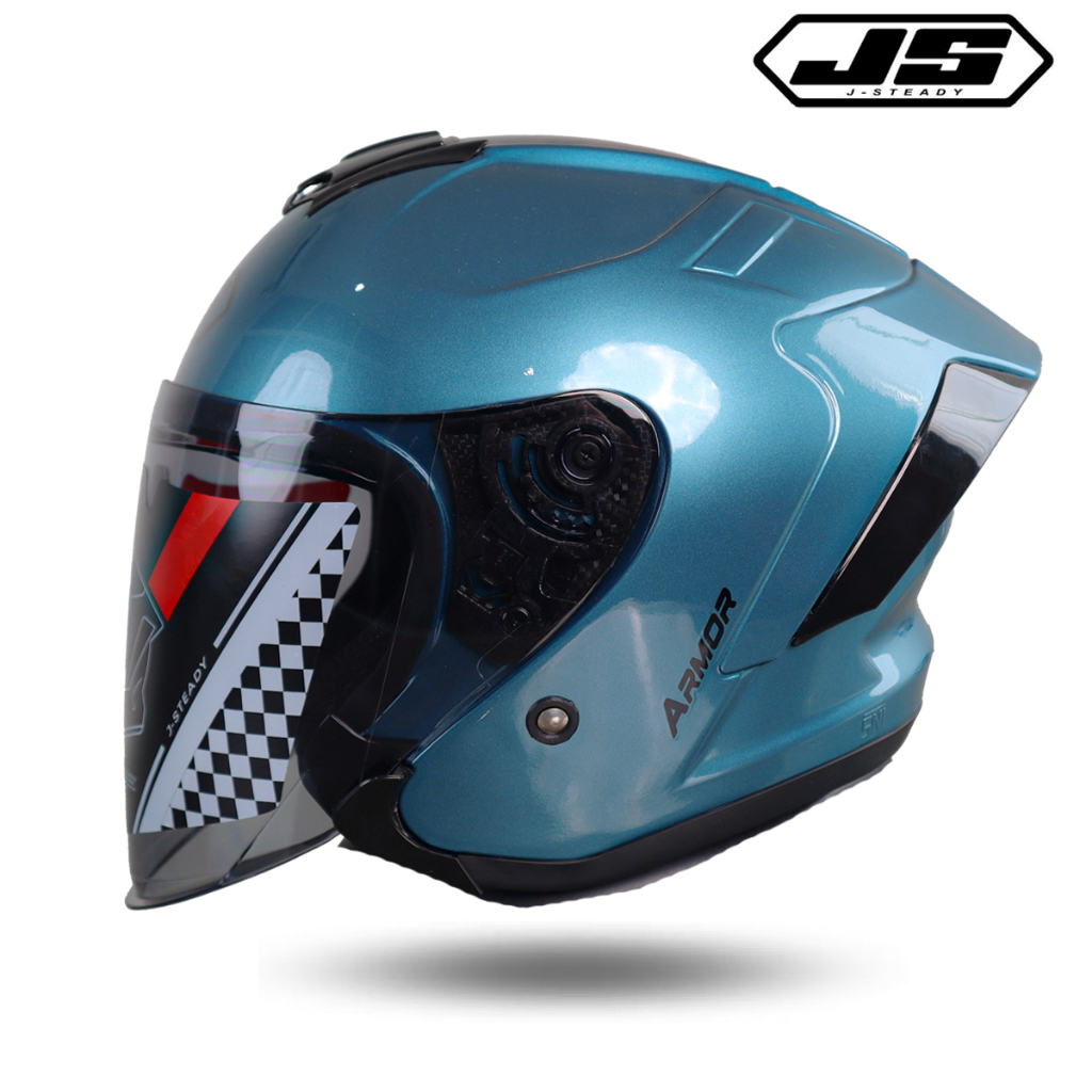 Jual Helm JS Armor Half Face Dark Tail Solid Original Kaca Smoke ...