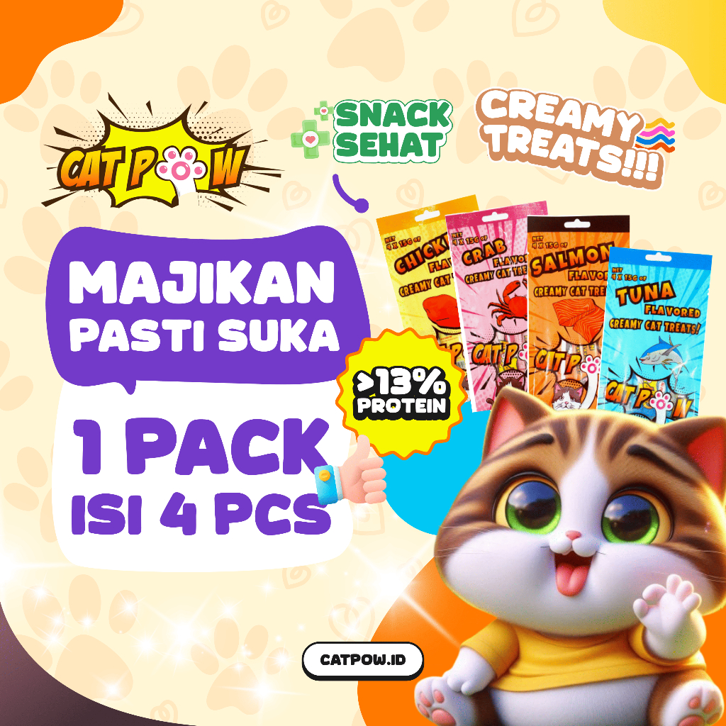 Jual CATPOW Creamy Treats Tuna, Salmon, Crab, Chicken – Snack Sehat ...