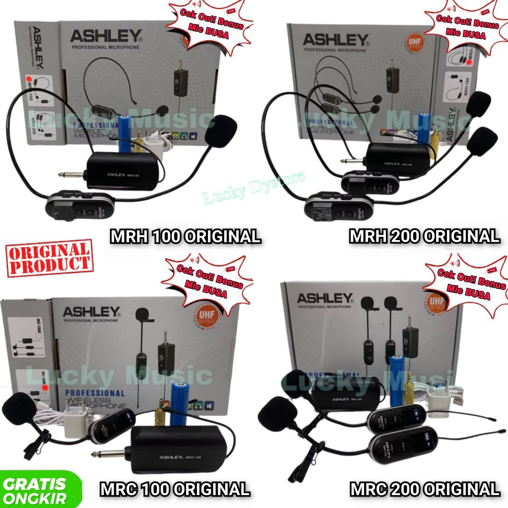 Jual Mic Wireless Ashley MRH 200 - MRC 200 - MRH 100 - MRC 100 Headset ...