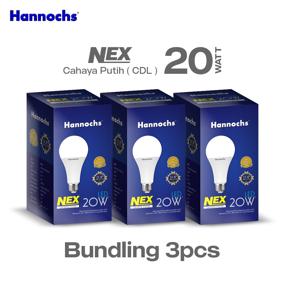 Jual Hannochs Lampu Bohlam LED NEX 20W Cahaya Putih Paket isi 3pcs ...