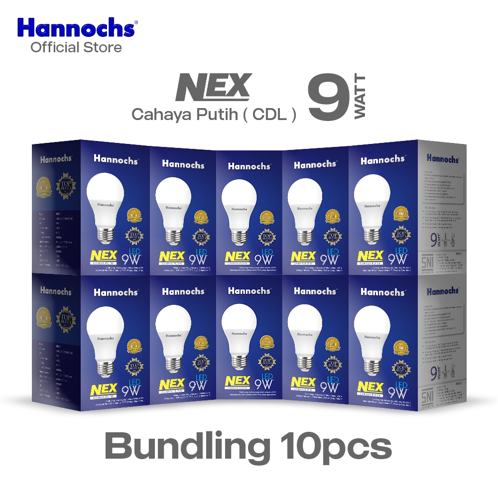 Jual Hannochs Lampu Bohlam LED NEX 9W Cahaya Putih (Paket 10pcs) | Shopee Indonesia