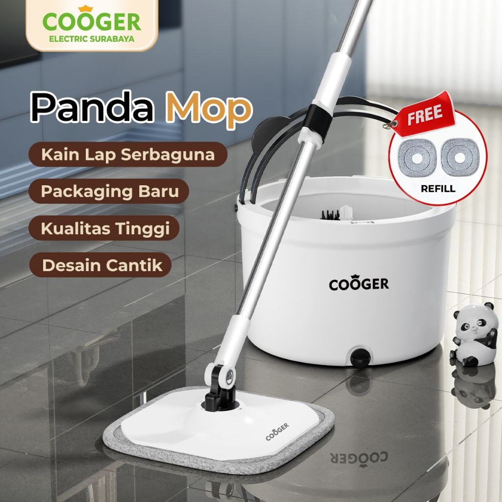 Jual COOGER Alat Pel Single Spin Mop Panda Bucket Alat Pel Lantai 2IN1 ...