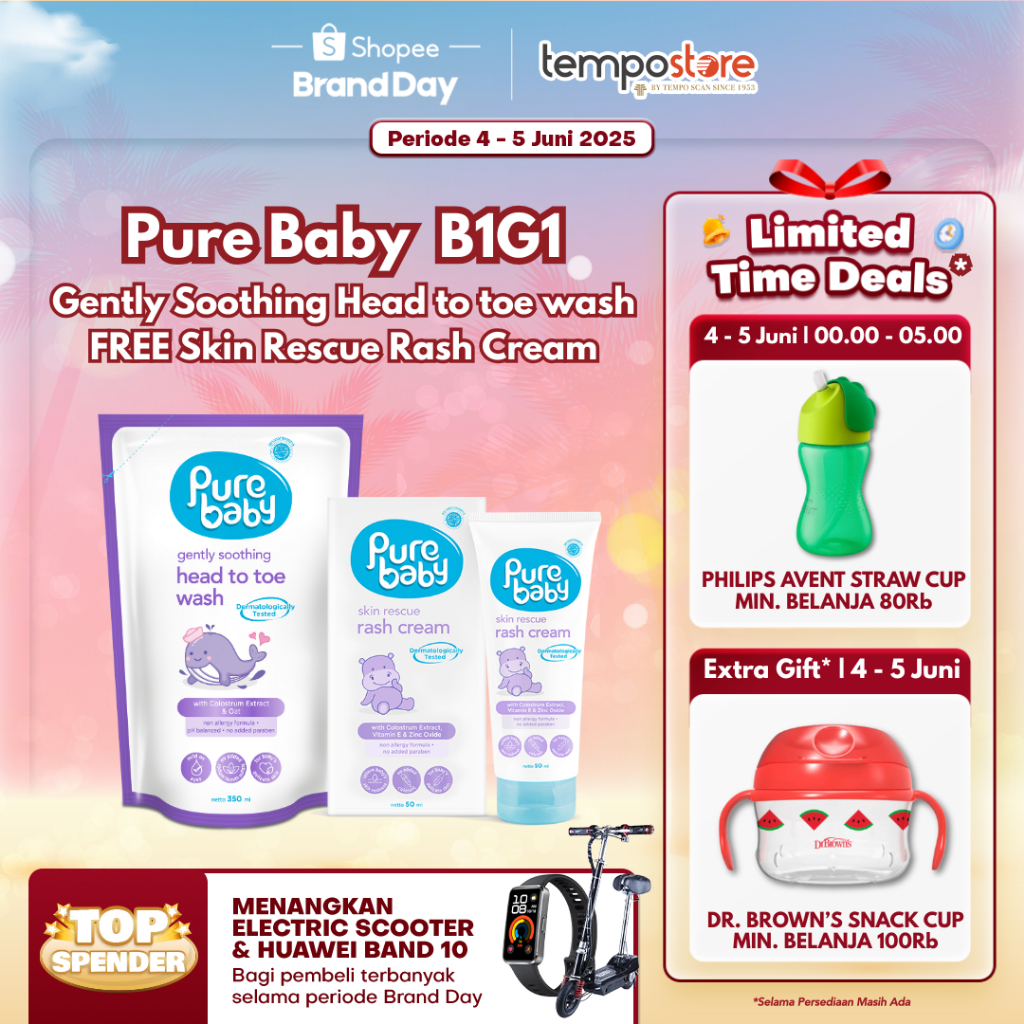 Jual [B1G1] Pure Baby Head To Toe Wash Refill Soothing 350ml free Pure ...