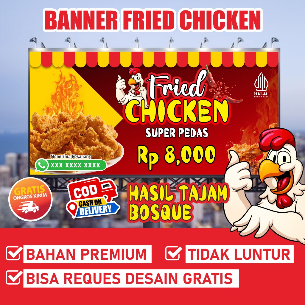 Jual Spanduk Warung Fried Chicken / Banner Fried Chicken Fried Chicken ...