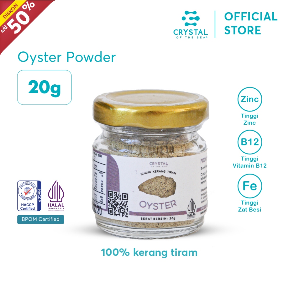 Jual CRYSTAL OF THE SEA Oyster Bubuk Kerang Tiram Halal BPOM 20GR ...