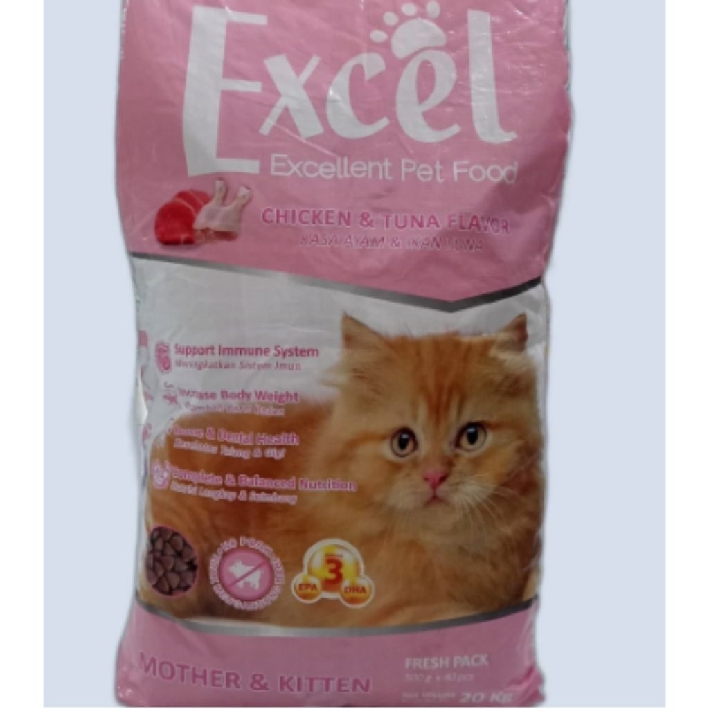Jual Excel mother&kitten dry food karungan 20 KG | Shopee Indonesia