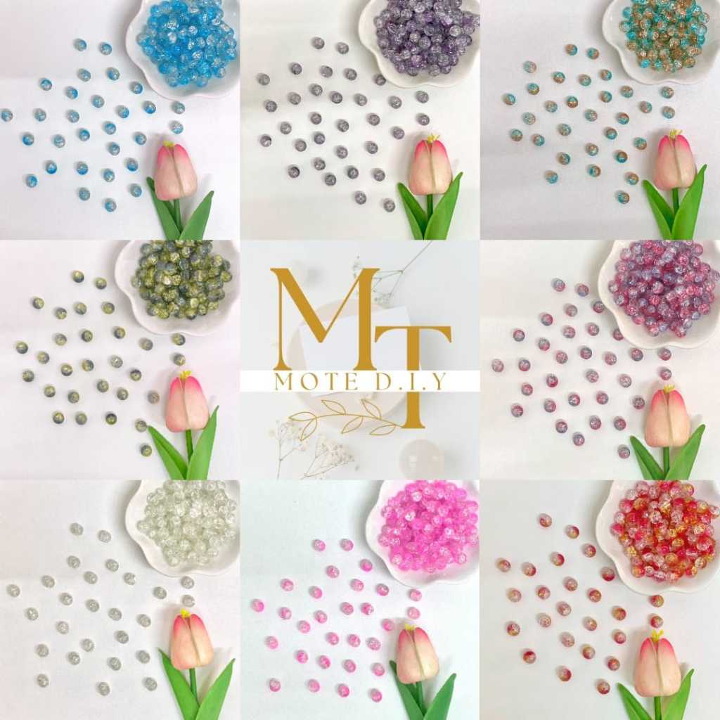 Jual MOTEDIY - [001] 100pc Manik Manik Mutiara Kaca Motif Retak Pecah ...