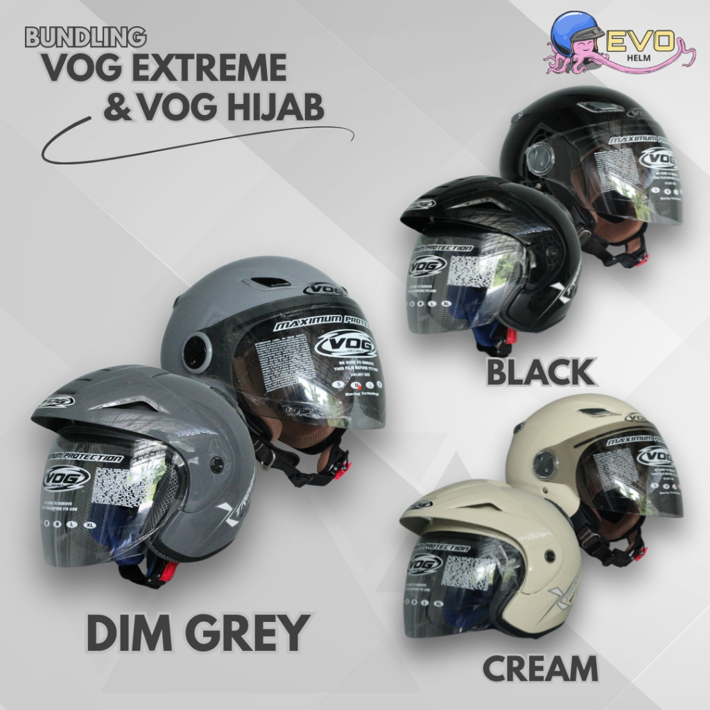 Jual COMBO HEMAT PAKET BUNDLING HELM VOG X-TREAM + VOG HIJAB, PAKET ...