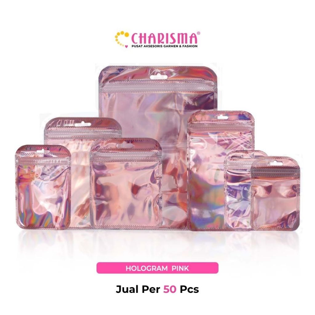 Jual Charisma Plastik Klip Hologram Pink - Plastik Ziplock Hologram ...