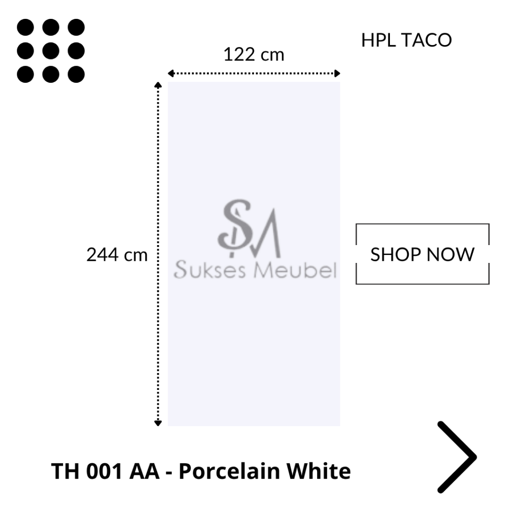 Jual TACO HPL Solid Gloss TH 001 AA - Porcelain White | Per 1 Lembar ...