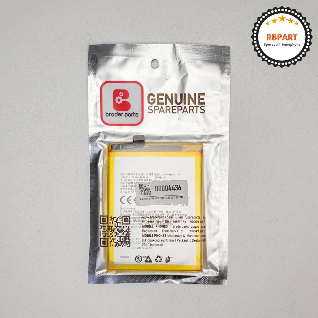 Jual Battery ORIGINAL Braderparts Oppo A57 / A39 Blp 619 | Shopee Indonesia