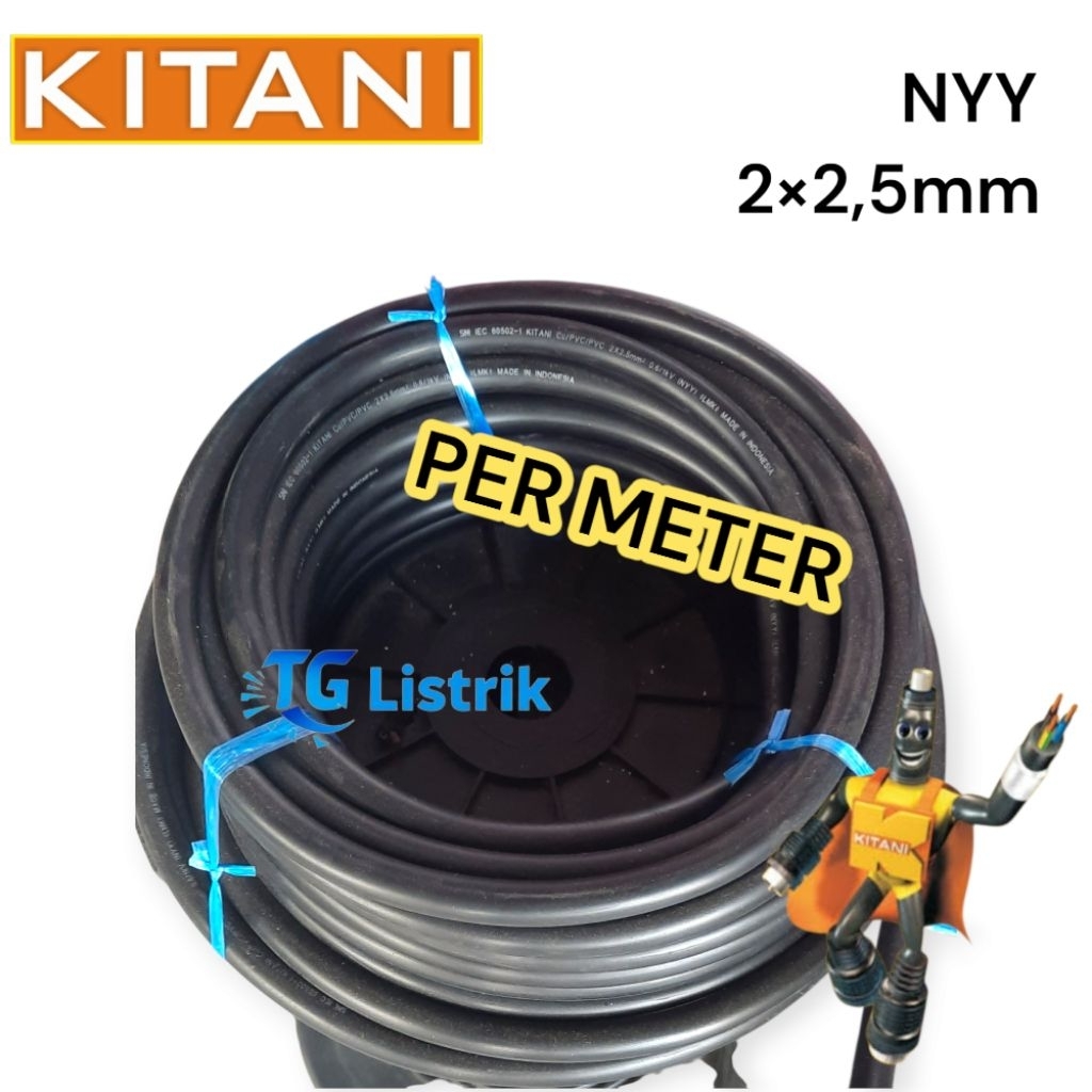 Jual Kabel Listrik Kitani NYY 2×2,5mm Hitam Kabel Tunggal Isi 2 Dengan ...