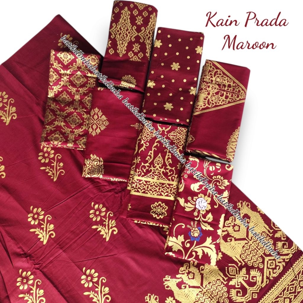 Jual KAIN BATIK PRADA WARNA MERAH MAROON 2x1 meter | Shopee Indonesia
