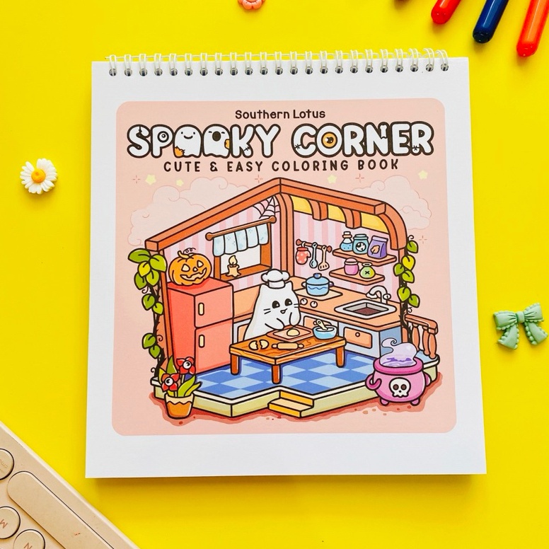Jual Spooky Corner Cute And Easy Coloring Book For Adult And Kids Buku ...