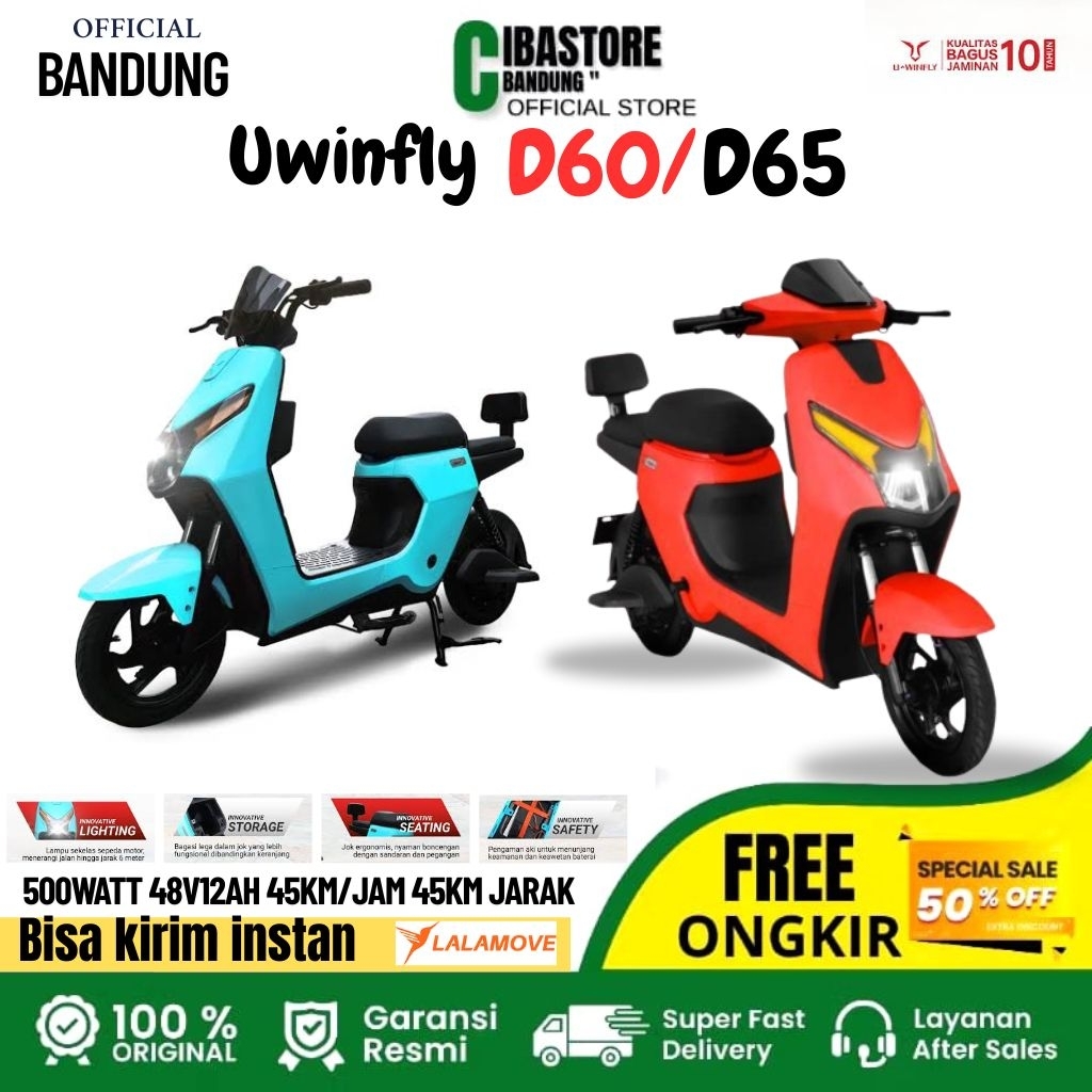 Jual Uwinfly D60/D65 Motor Power 500Watt Bergaransi Resmi 48V 20Ah Tahan Air | Shopee Indonesia