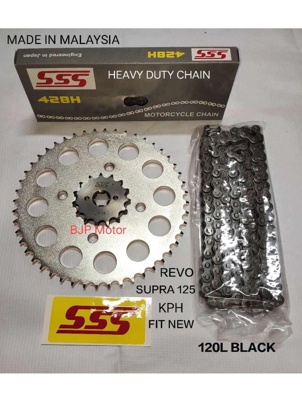 Jual Gear set SSS 428 Supra 125 Revo rantai SSS 428 H 120L Black pilihan di ukuran gir depan dan ...