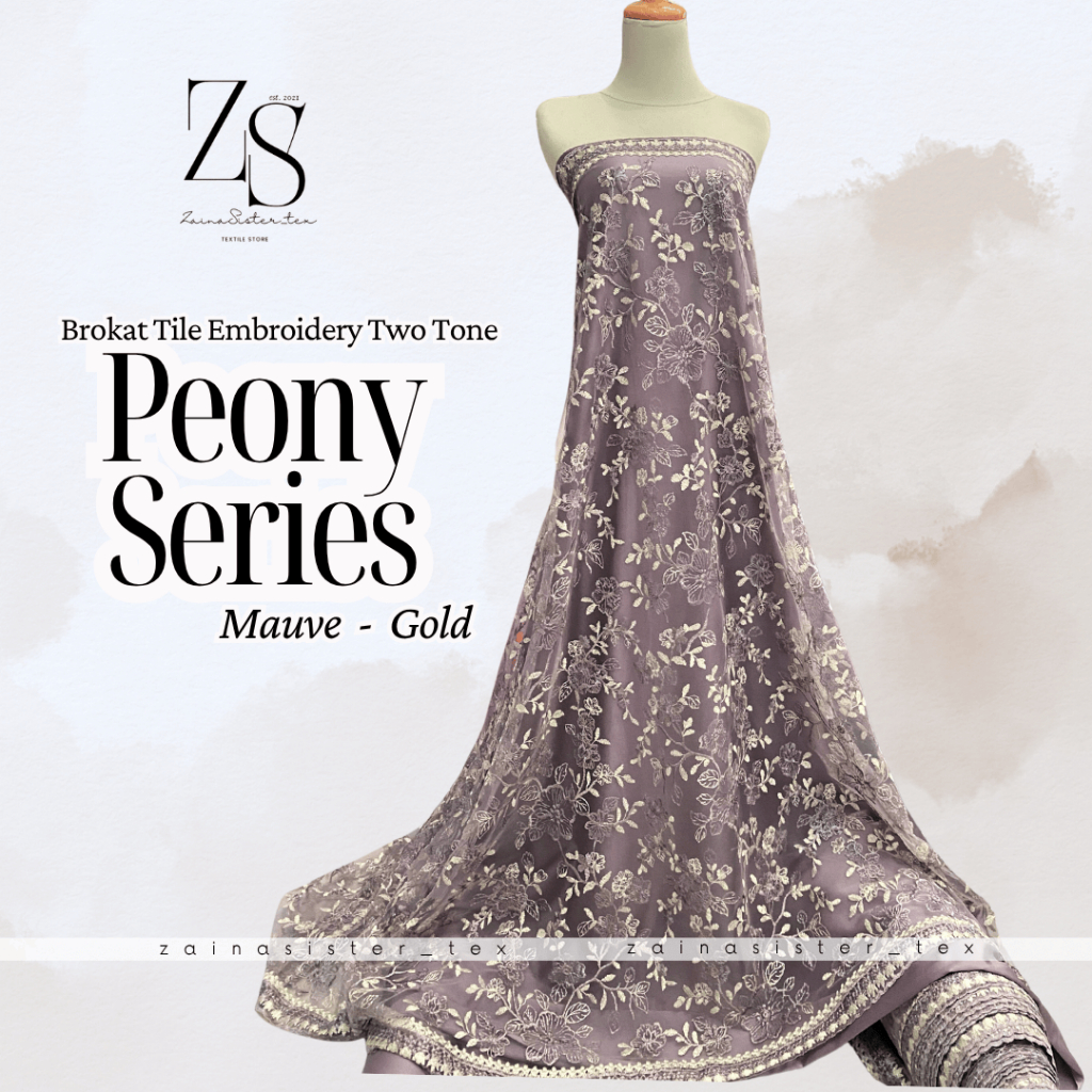 Jual 1/2 Meter Bahan Kain Kebaya Brokat Tile Peony Series Embroidery ...