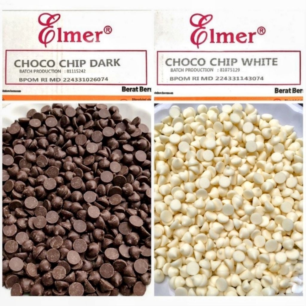 Jual Elmer Dark & White Choco Chip Kerucut kemasan REPACK 500gr ...