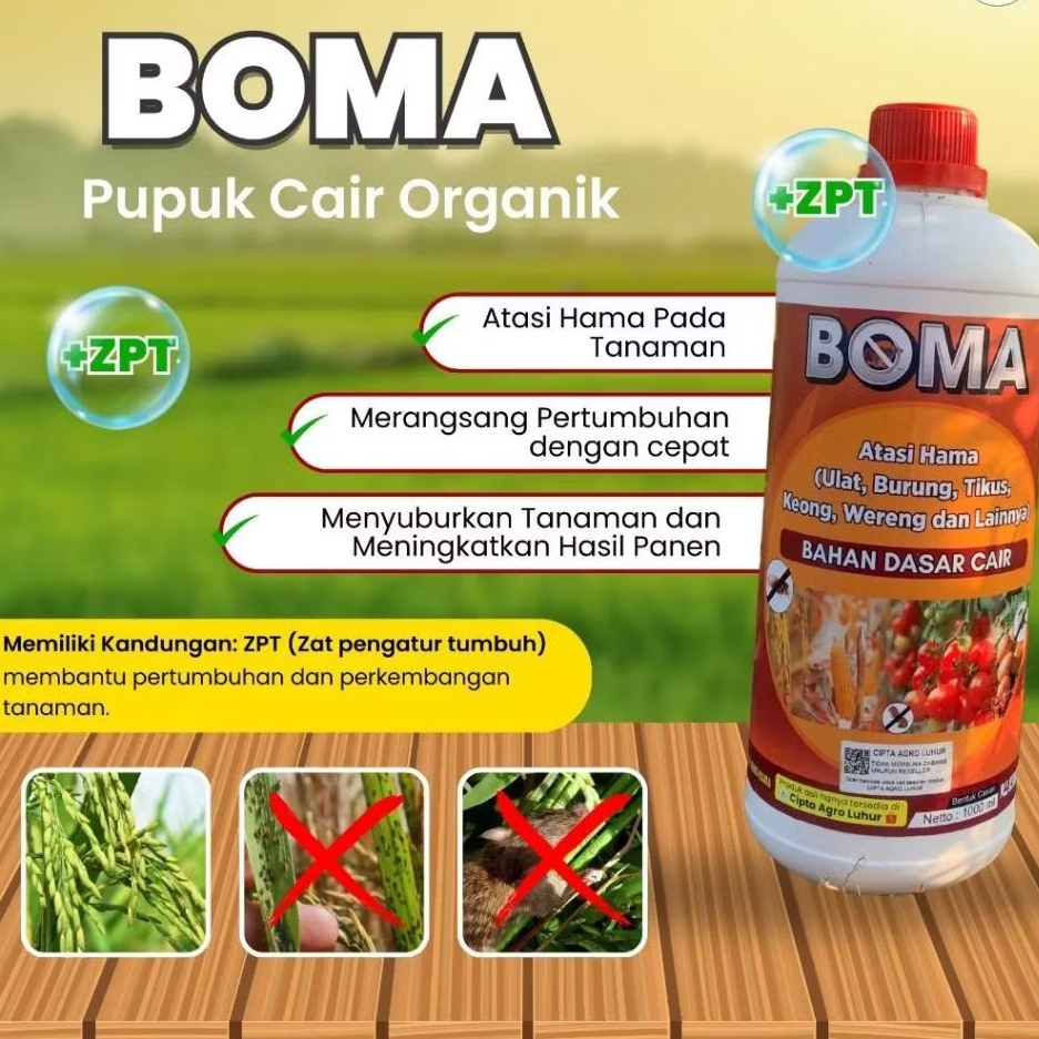 Jual BOMA Basmi Hama + ZPT | Basmi Ulat Tikus Burung Wereng | Pupuk Cair Booster Tanaman Padi ...