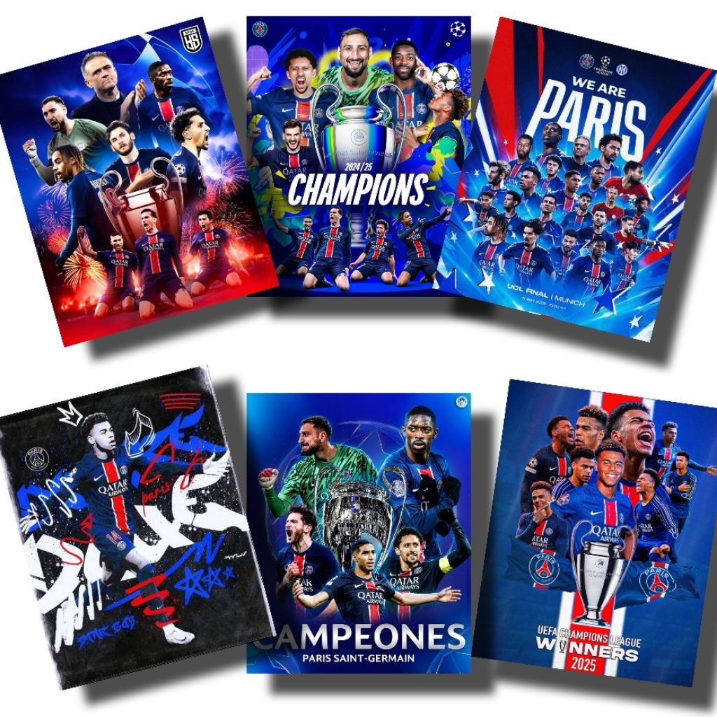 Jual Poster dinding PSG juara UCL ukuran A4 dan A3+ | Shopee Indonesia