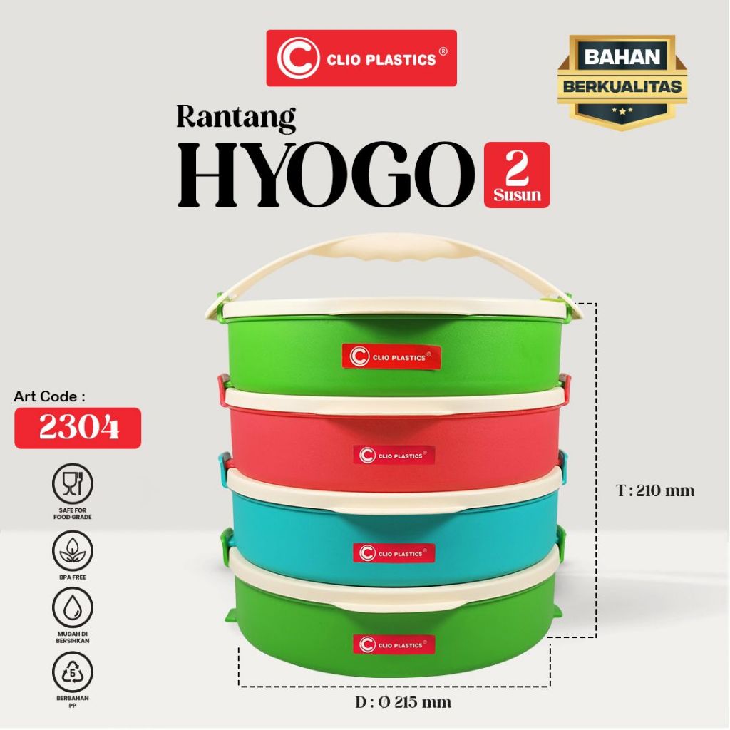 Jual HYOGO Rantang Susun bulat tebal plastik pp 5 Kitchenware | Shopee ...