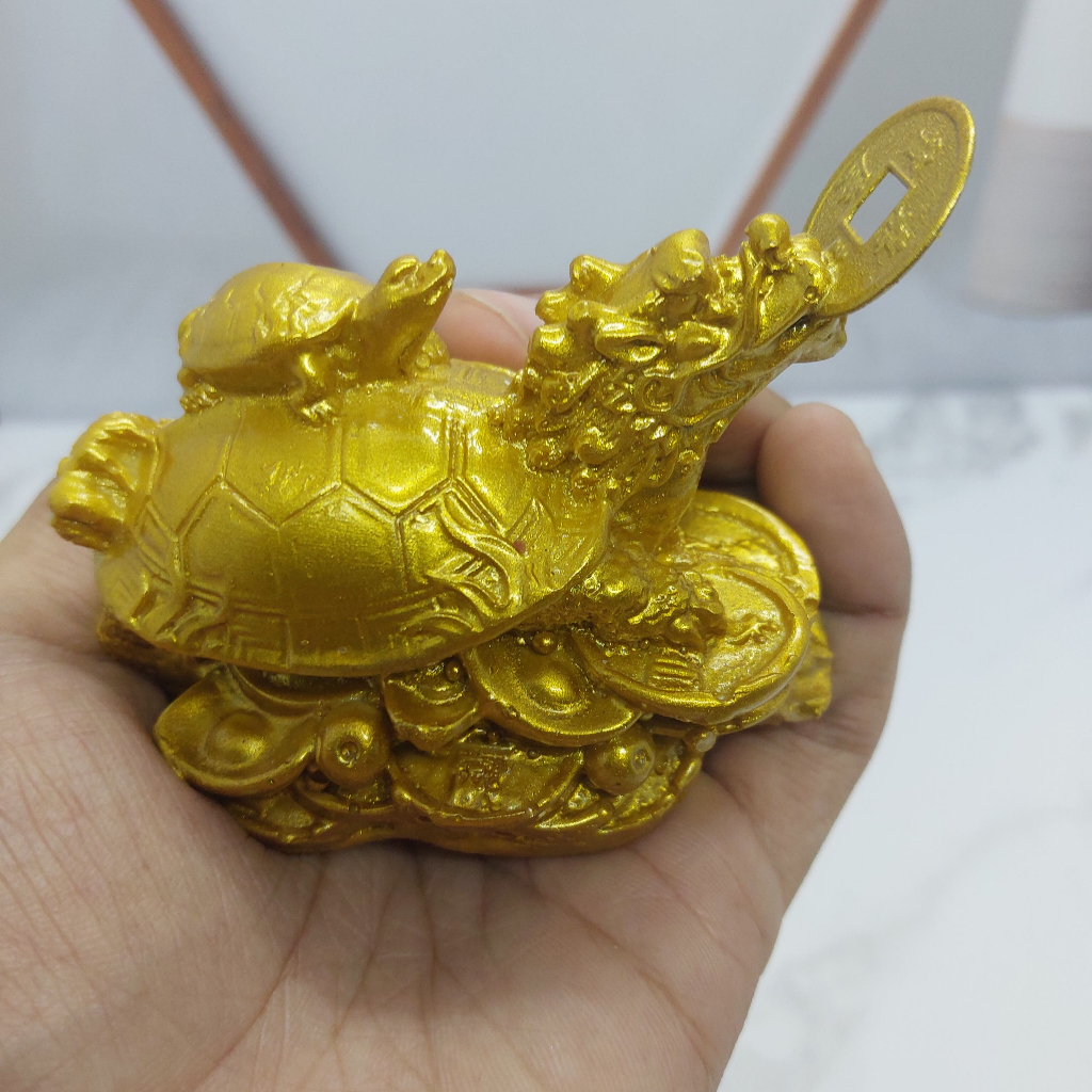 Jual Ornamen fengshui pajangan meja patung kura-kura naga/dragon turtle ...