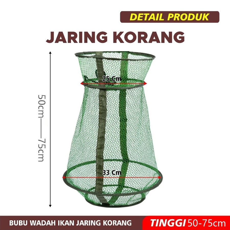 Jual Korang Pancing Ikan Nilon/Koja Tinggi 55cm Waring Udang Ikan ...