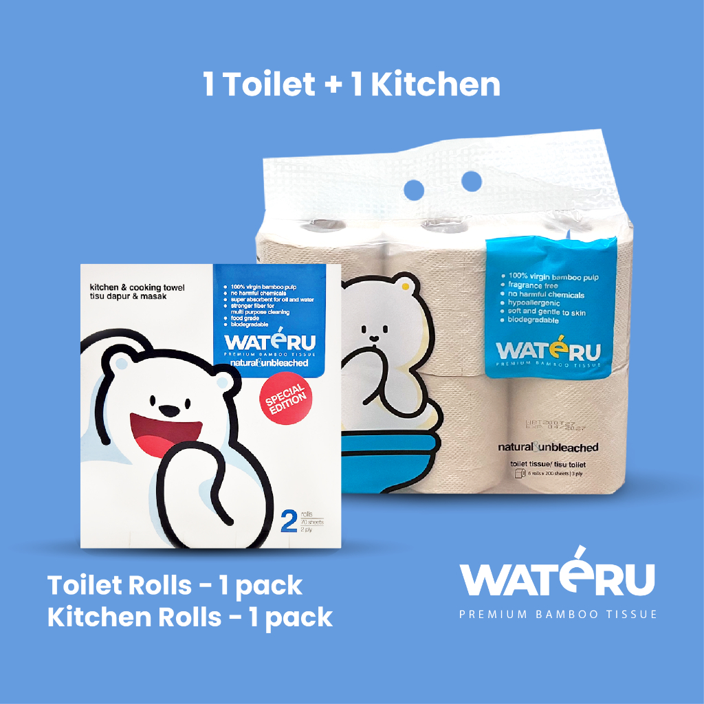 Jual Wateru Premium Bamboo Tissue / Tisu Bambu - 1pack Toilet 6R+ 1pack ...