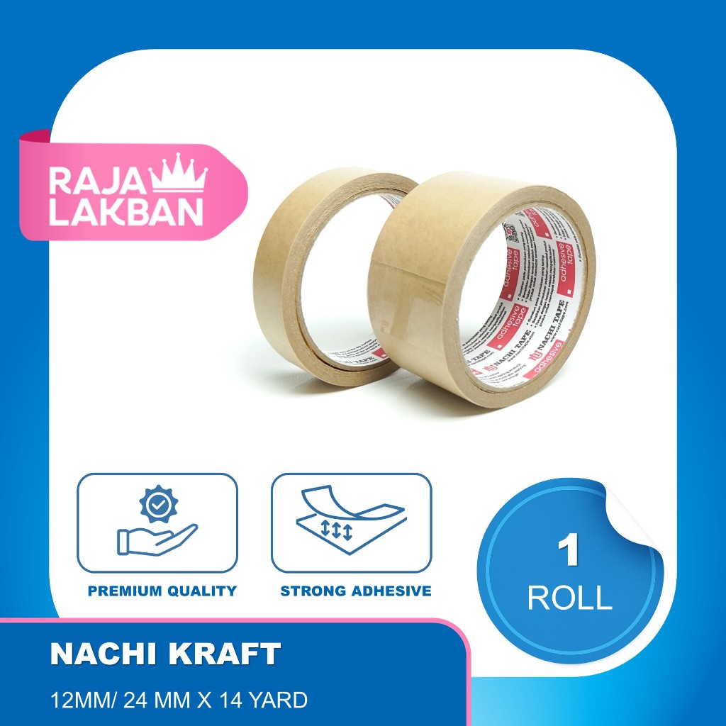 Jual Lakban Kertas Kraft Tape Nachi 1 inch 24mm, 2 inch 48mm 14 Yard ...