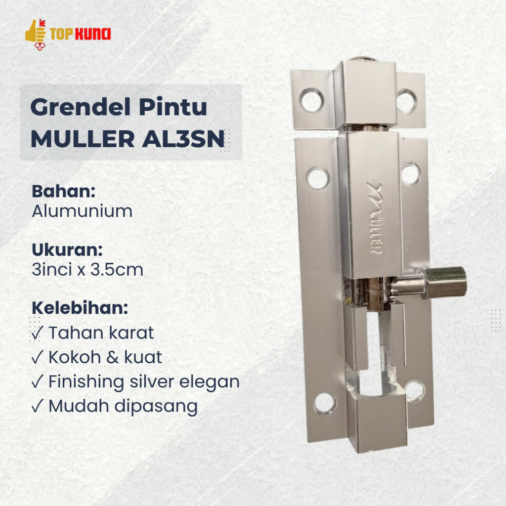 Jual MULLER - Grendel Pintu al 3sn | Pintu Slot Panjang Alumunium Top ...