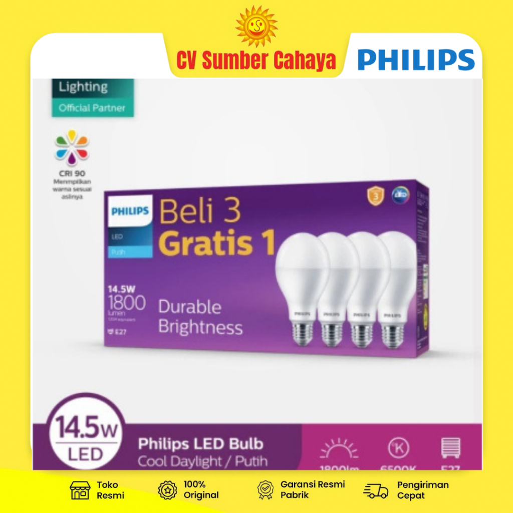 Jual Philips Paket Lampu LED MyCare 14,5 W Putih Bulb (Isi 4 Pcs) 14.5W 14,5 Watt GARANSI ...
