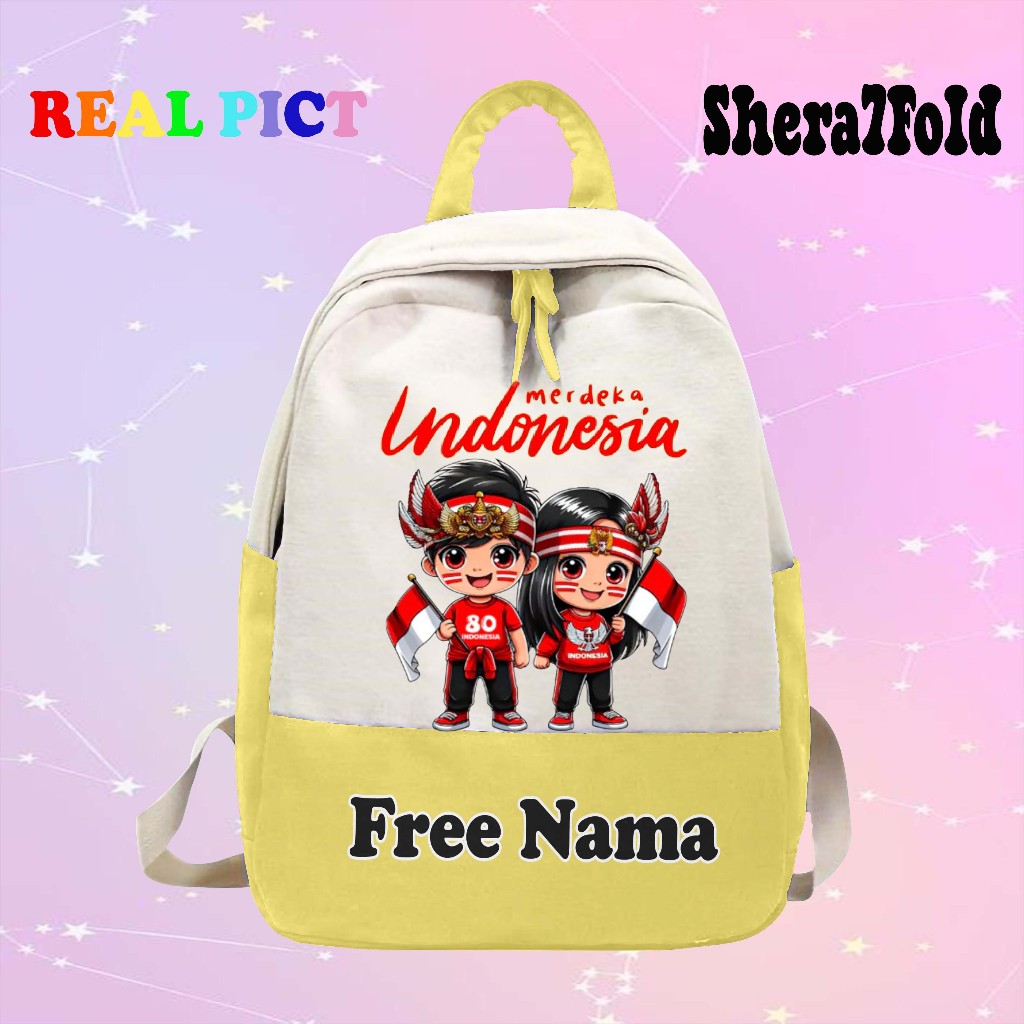 Jual [FREE NAMA] Tas Ransel Backpack Anak Sekolah TK/SD Motif INDONESIA MERDEKA Bahan Premium ...