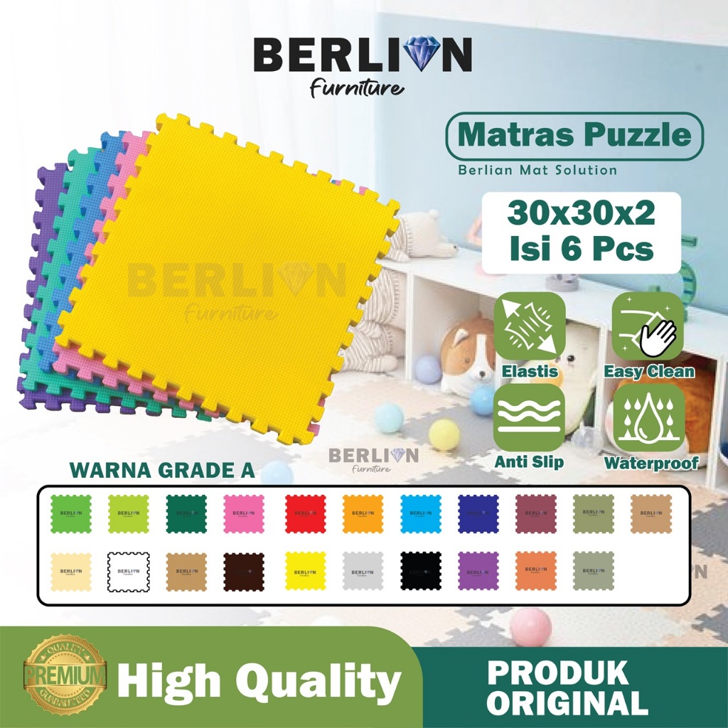 Jual Matras Puzzle 30 x 30 Tbl 2 Cm isi 6 Pcs / Alas Lantai / Playmat ...