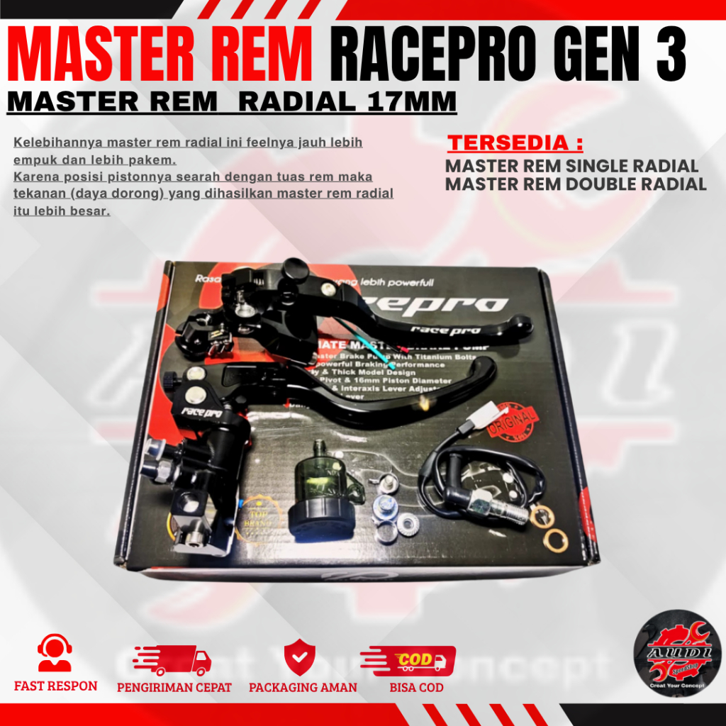 Jual Master rem Racepro Gen 3 Master rem Radial 17mm single radial ...