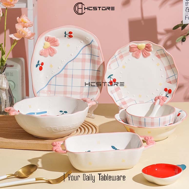 Jual HCSTORE PIRING KERAMIK MAKAN MOTIF CHERRY BLOSSOM PIRING JEPANG ...