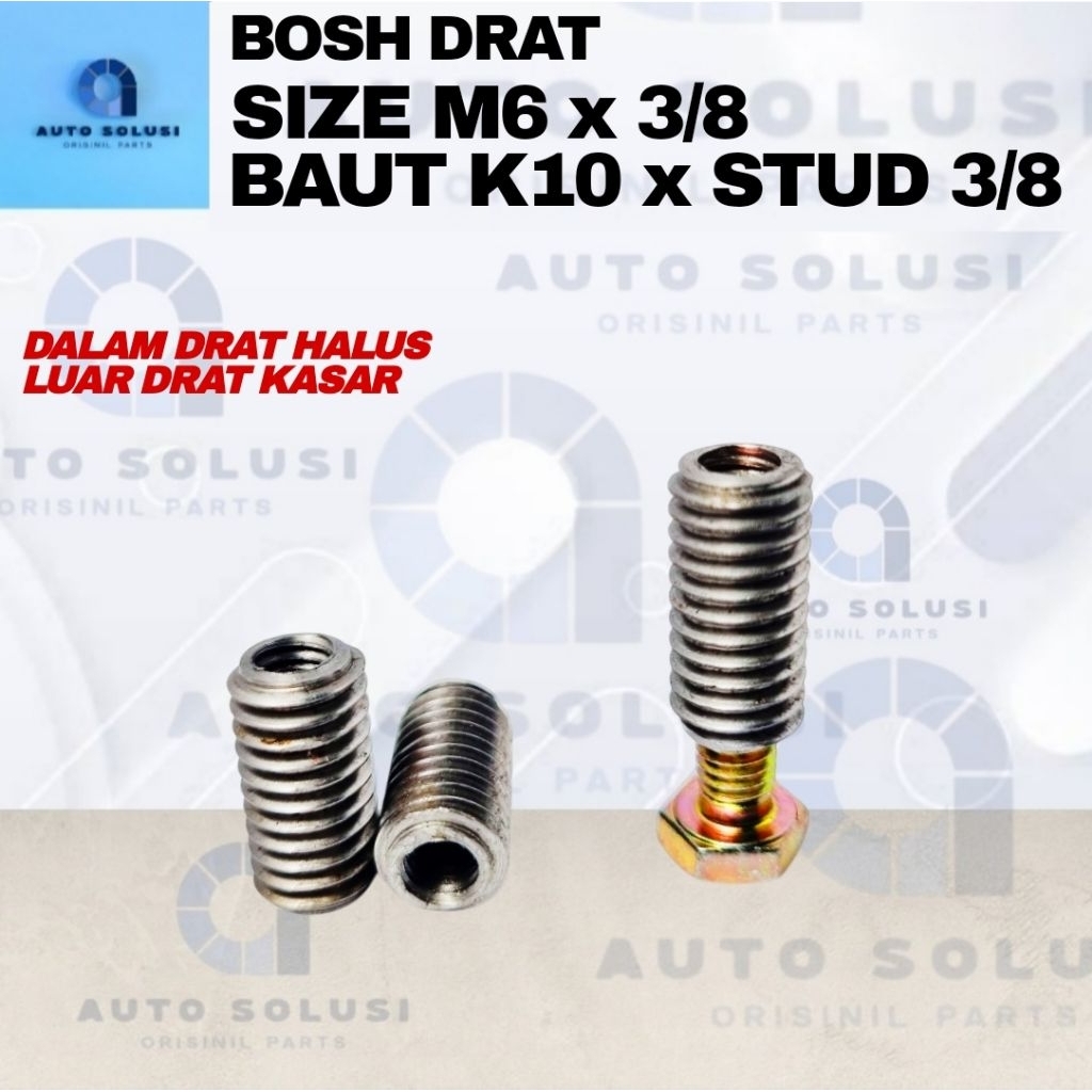 Jual PAKET BOS DRAT SIZE M6 x 3/8 SPESIFIKASI BAUT K10 x STUD 3/8 ...
