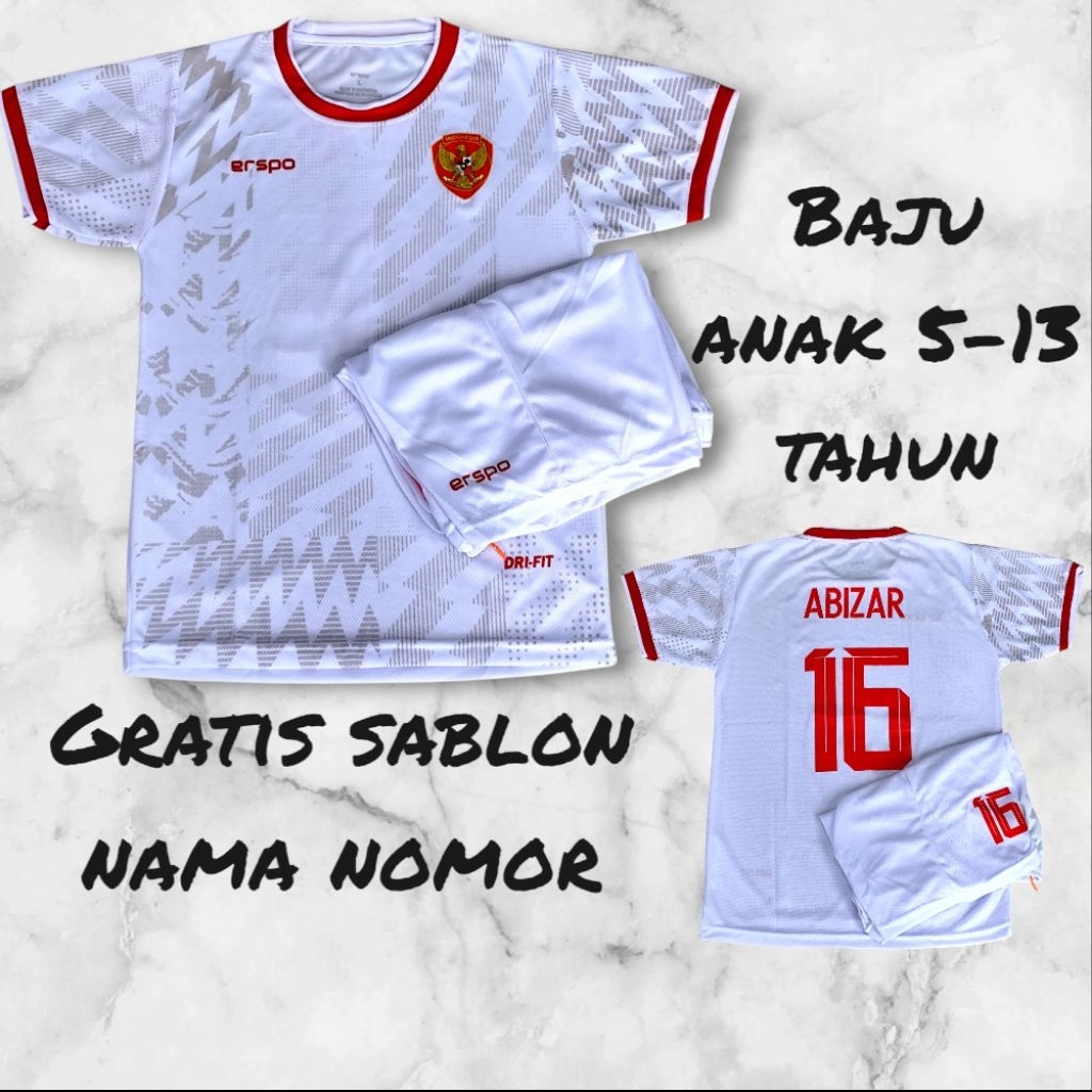 Jual Setelan jersey erspo timnas indonesia anak 2024/2025 usia 5-13 tahun baju bola anak laki2 ...