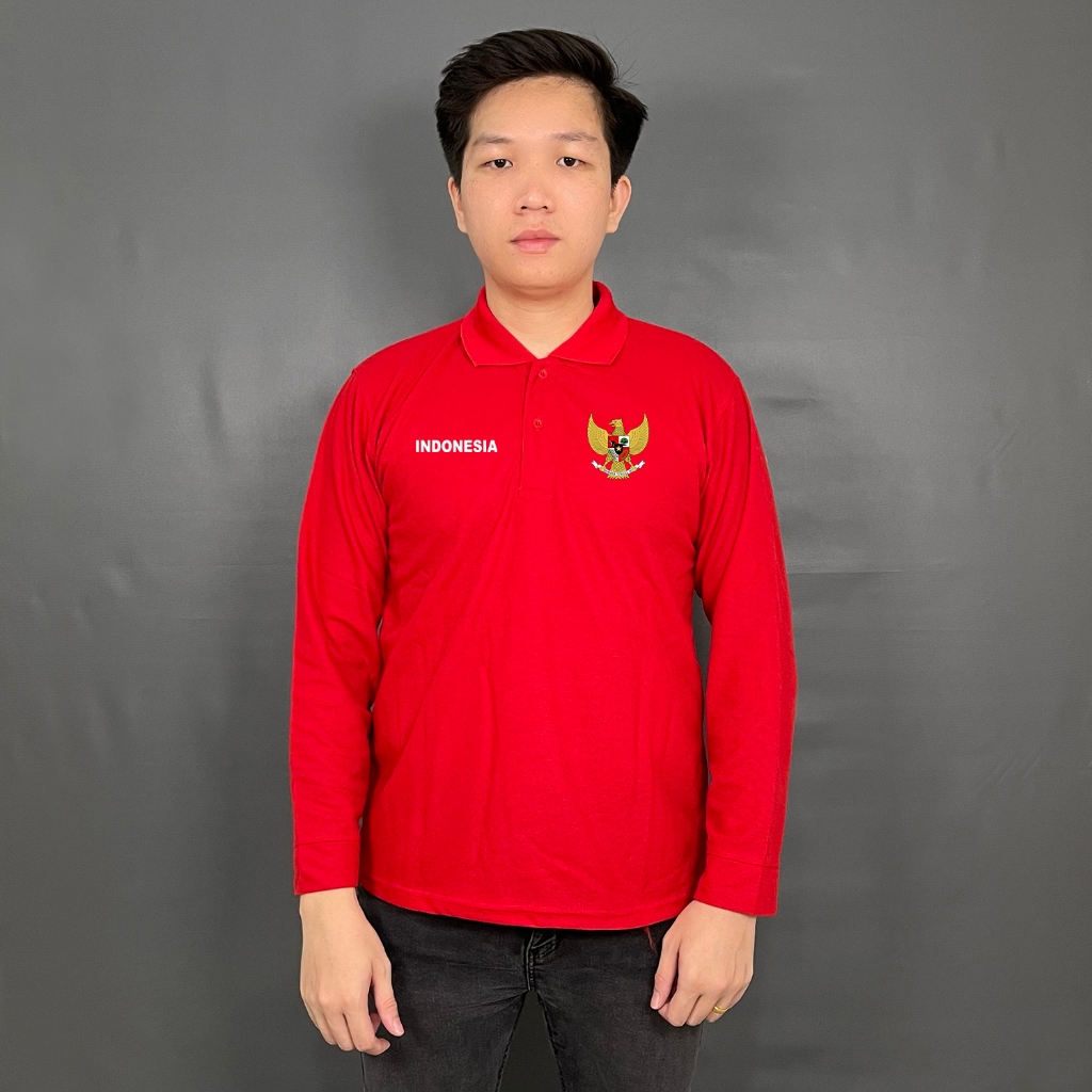 Jual Kaos Polo Merah Lengan Panjang Garuda Indonesia – Baju HUT RI 2025 ...