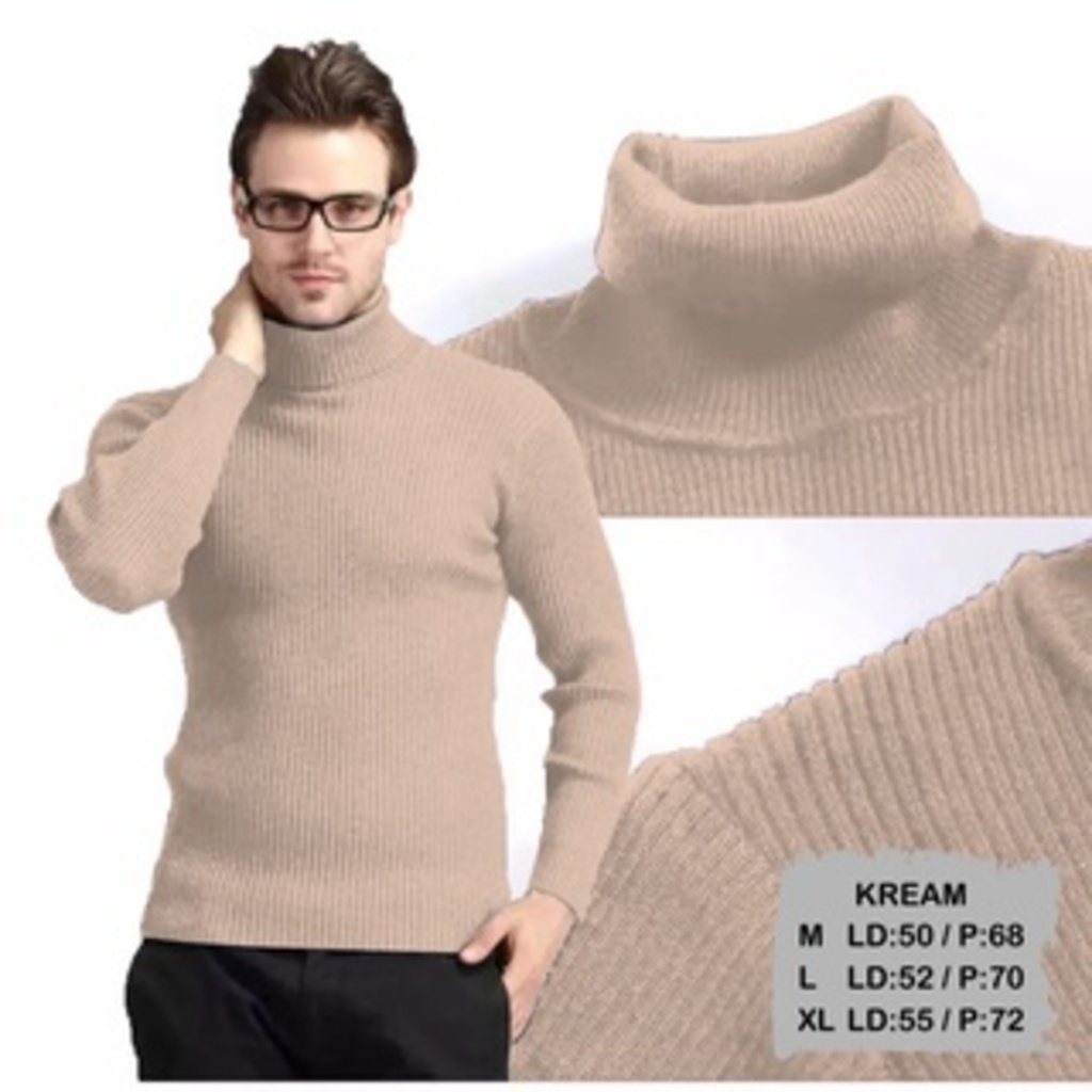 Jual Ds - Kaos Turtle Neck Polos Lengan Panjang Pria | Baju Kerah Leher ...