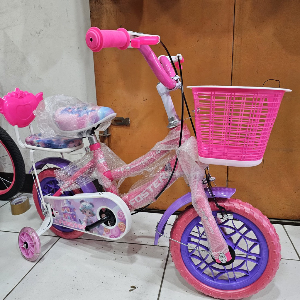 Jual SEPEDA MINI 12in BAN EVA Foster Roda bantu nyala | PINK | Shopee ...