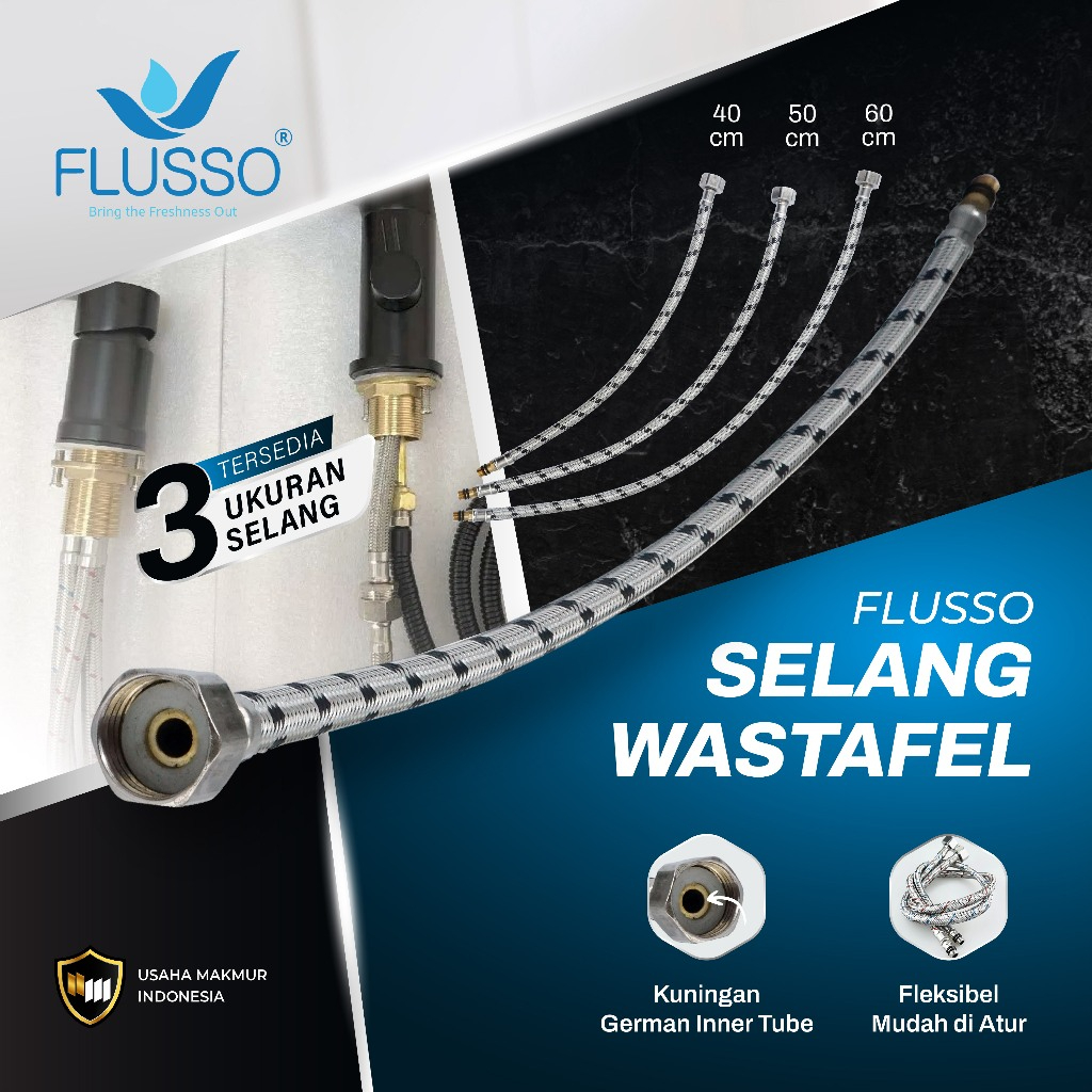 Jual FLUSSO SELANG WASTAFEL PANAS DINGIN/Selang Fleksibel Shower Bidet ...