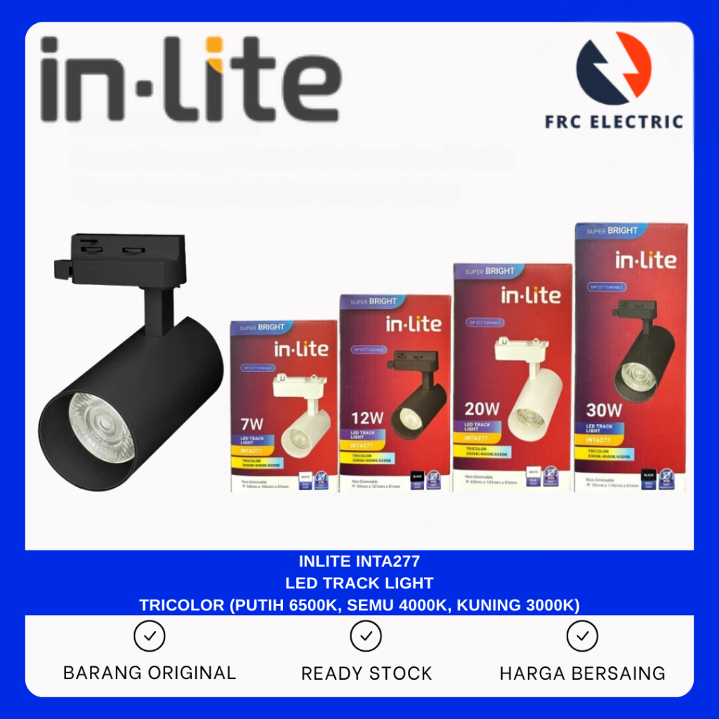 Jual INLITE INTA277 LED TRACK LIGHT LAMPU SOROT TRACK 7W 12W 20W 30W ...