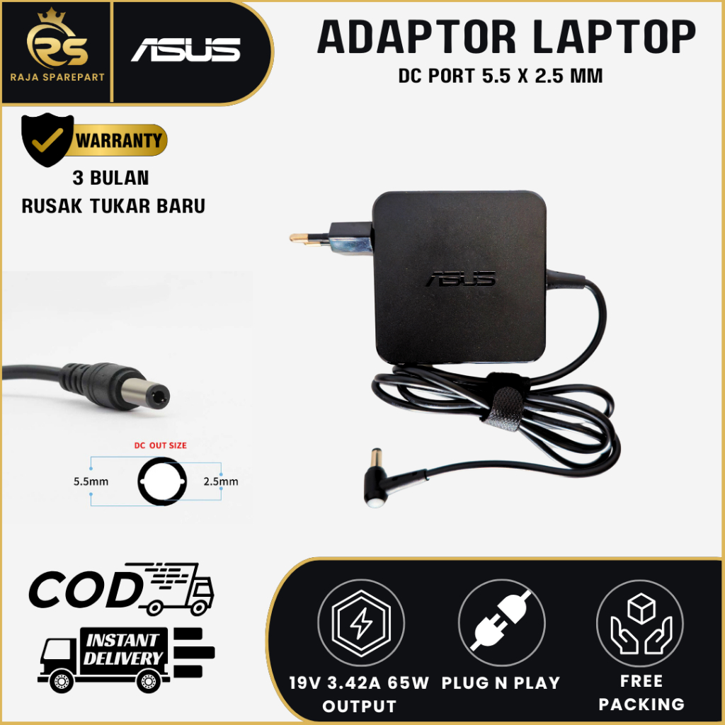 Jual Adaptor Charger Laptop Asus 19V 3.42A 65W A455L A455LA A455LB ...