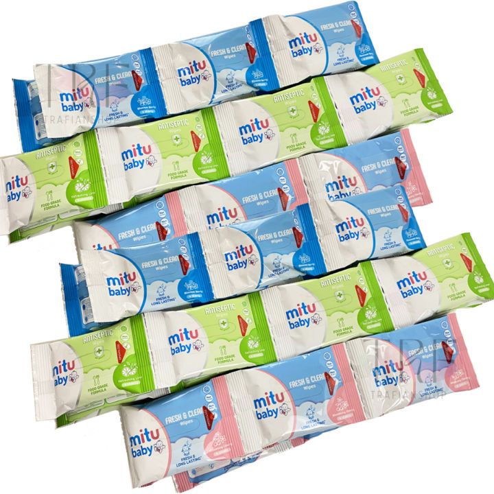 Jual MITU BABY TISSUE BASAH RENCENG 12 BUNGKUS 4 SHEETS WET WIPES NON ...