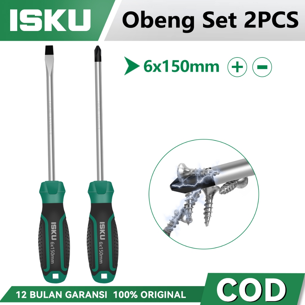 Jual ISKU Obeng Set 6*150mm/Obeng Phillips/Obeng Magnet Min Dan Plus ...