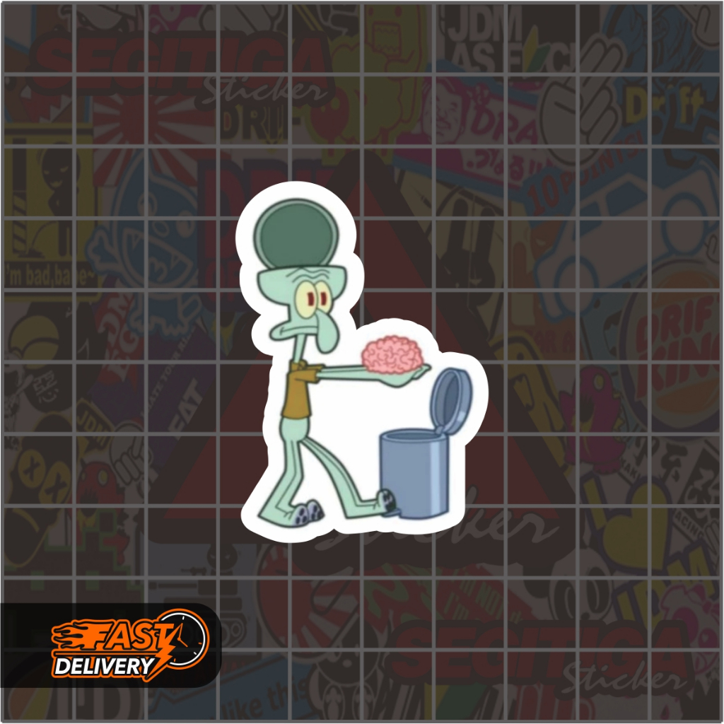 Jual Sticker Squidward Buang Otak Ukuran 3.5 x 5 Cm | Shopee Indonesia