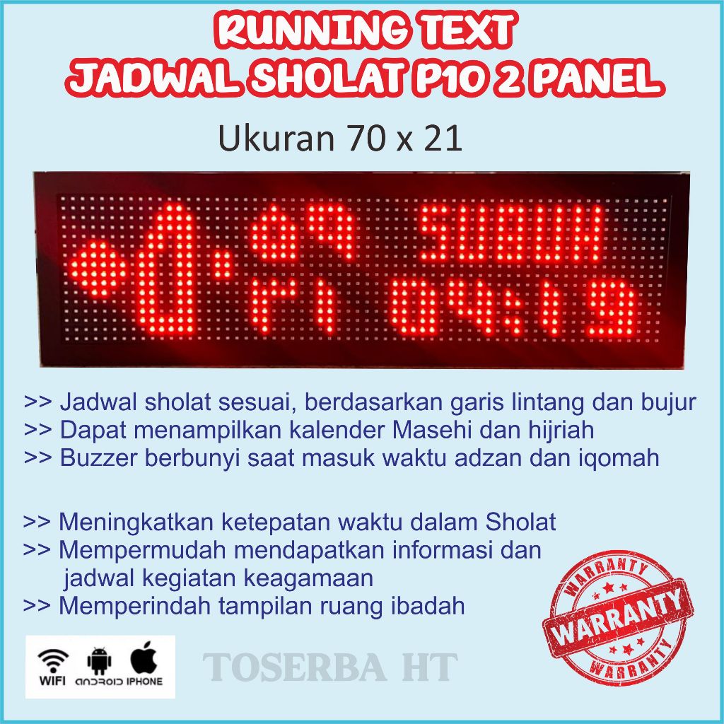 Jual Running Text Jadwal Sholat Masjid, Papan Informasi jadwal sholat ...