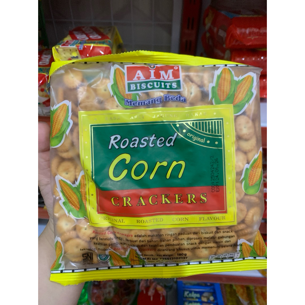 Jual AIM BISCUITS - ROASTED CORN CRACKERS BISKUIT JAGUNG 180gr | Shopee ...