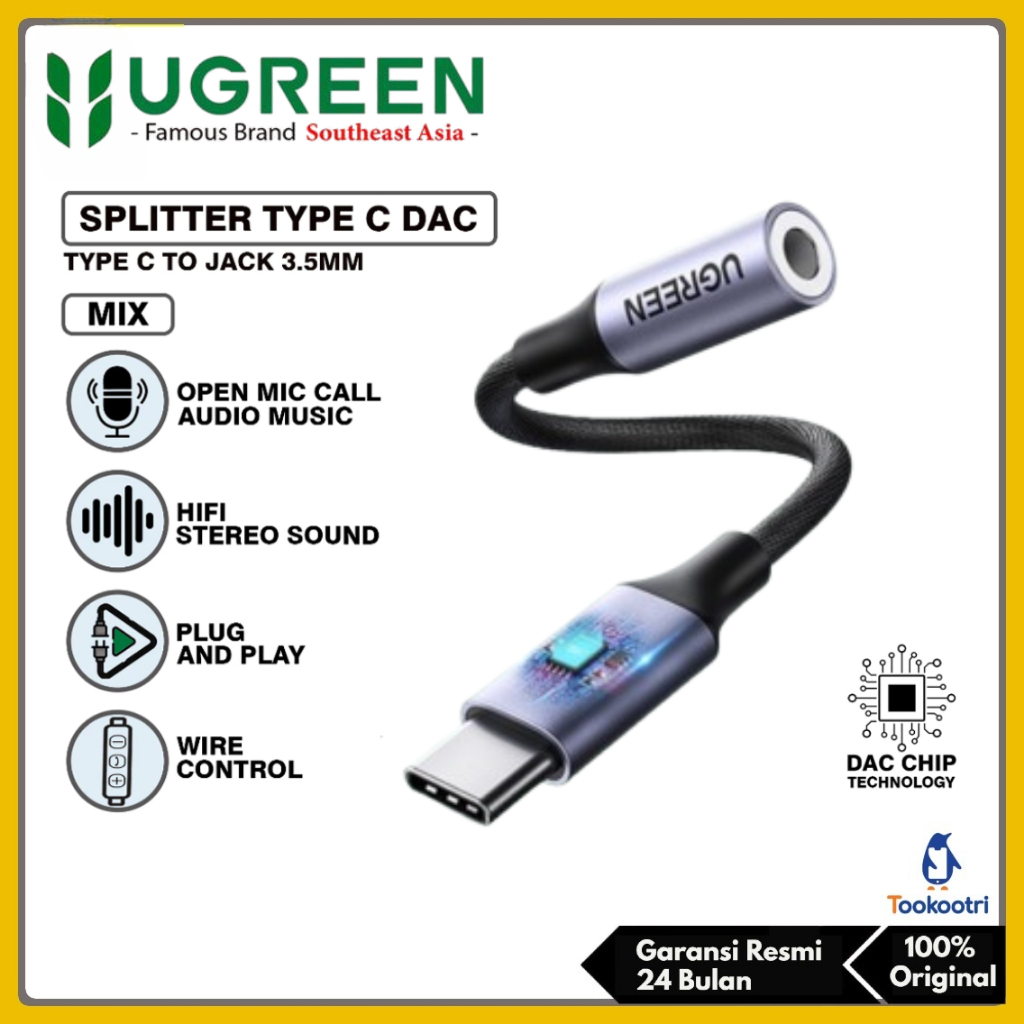 Jual UGREEN Audio Converter Adapter DAC Chip Type C to Jack 3.5mm For ...